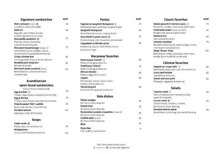 UTM Café menu – UTM Café 澳旅大咖啡廊